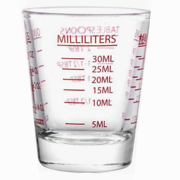 30ml Glass Measuring Cup– Small Clear Shot Glass with Red Letter ...